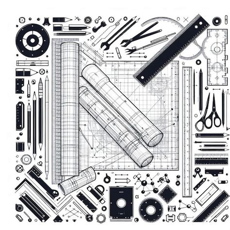 Premium Vector Drafting Paper Silhouette Line Art Vector Illustration On White Background