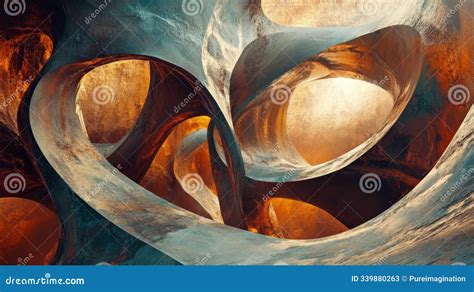 Abstract Metallic Structure With Interlocking Arcs And Curved Cavities Stock Illustration