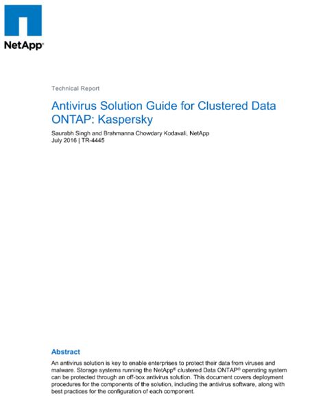 solved antivirus solution guide for clustered data ontap kaspersky