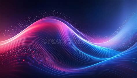Vibrant Waves Of Blue And Pink Light Flow In A Dynamic Abstract Pattern Stock Illustration