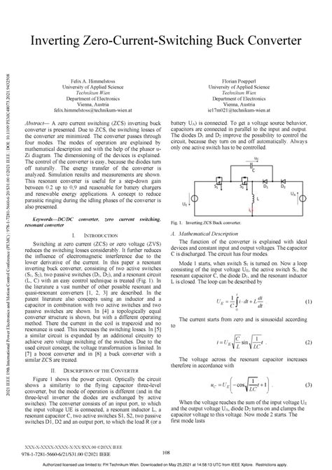Pdf Inverting Zero Current Switching Buck Converter