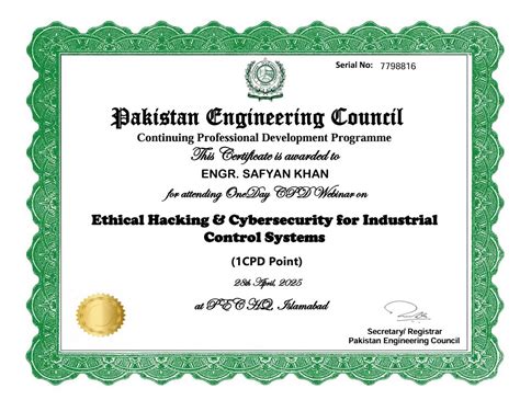 Completed A Course On Ethical Hacking And Cybersecurity For Ics Safyan