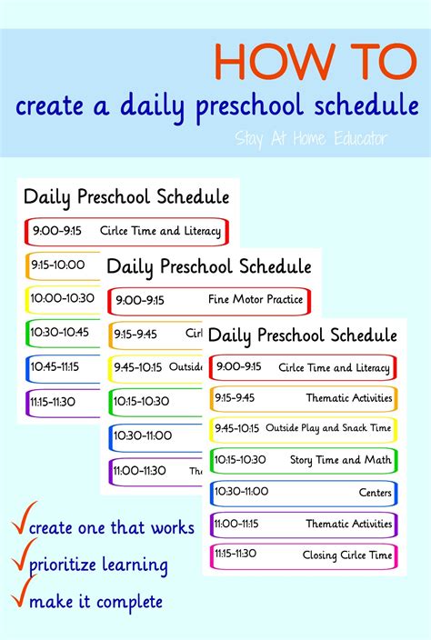Pre K Schedule Ideas