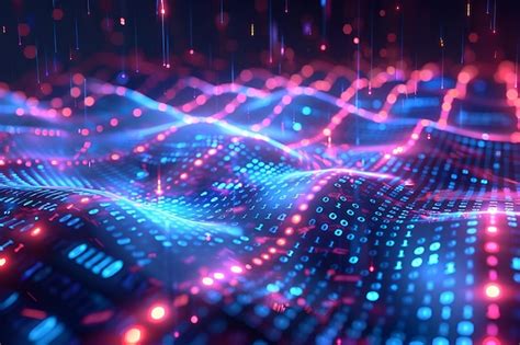 Abstract Digital Data Flow Vector Illustration With Glowing Binary Code