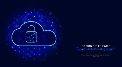 안전한 클라우드 스토리지 개념 사이버 보안 추상적인 파란색 배경에 자물쇠 아이콘이 있는 사이버 데이터 보호 기술 배너 포스터 프로 모션 템플릿 디자인입니다 복사 공간 벡터