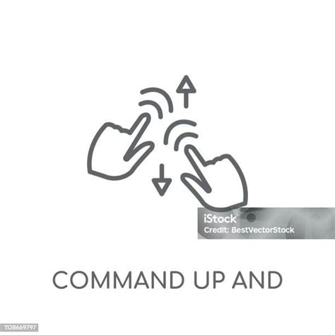 제스처 선형 아이콘 아래로 명령 제스처 로고 개념 손 컬렉션에서 흰색 바탕에 위아래로 현대 개요 명령 가리키기에 대한 스톡 벡터 아트 및 기타 이미지 Istock