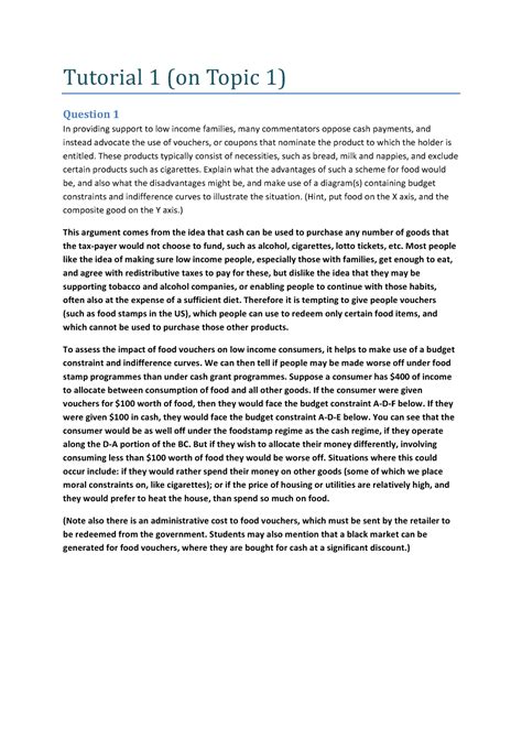 econ152 tutorial 01 on topic 1 answers tutorial 1 on topic 1