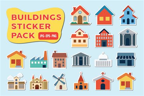Buildings Sticker Pack Graphic By · Creative Fabrica
