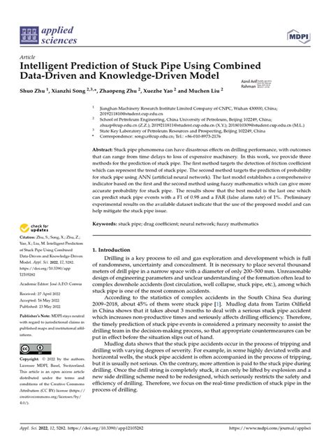 Stuck Pipe Using Ai Prediction Pdf Artificial Neural Network Science