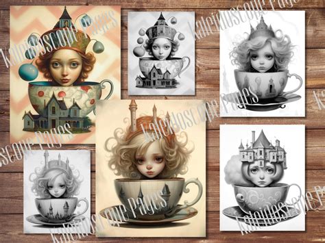 Teacup Cuties Vol Coloring Set Printable Digital Download Etsy