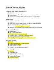 AP Lang Multiple Choice Notes Pdf Mult Choice Notes The Basics Of The Multiple Choice Section