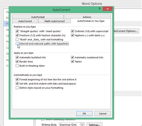 how to disable hyperlinks in microsoft word