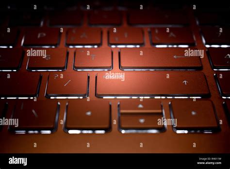 Closeup Of Laptop Keyboard Illumination Backlit Keyboard Stock Photo Alamy
