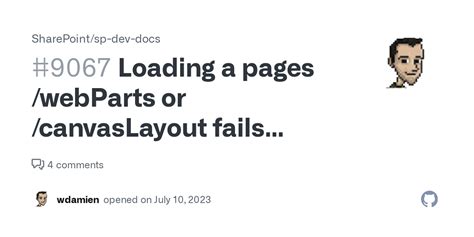 Loading A Pages Webparts Or Canvaslayout Fails Beta · Issue 9067 · Sharepointsp Dev Docs