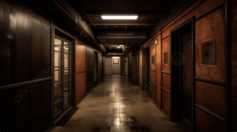 갈색 문과 나무 벽이 있는 매우 어두운 복도 나쁜 상자 입구 인테리어 고화질 사진 사진 고정물 배경 일러스트 및 사진 무료