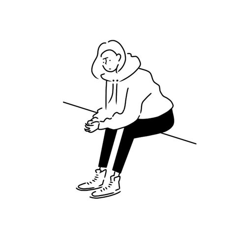 极简手绘简笔画人物ins风盐系插画临摹日本长场雄素材黑白线稿