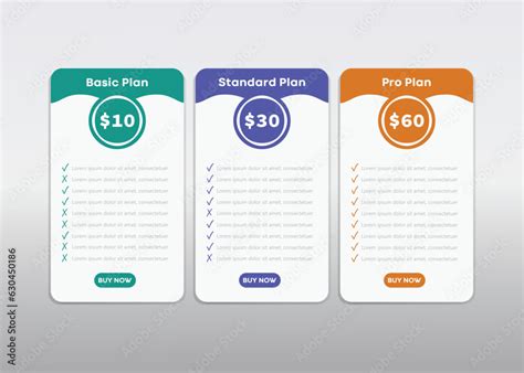 Infographic Pricing Plan Minimalistic Pricing Plan Comparison Chart