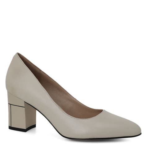 Туфли Женский Tendance светло бежевый черный Натуральная кожа размер 38 Толстый каблук R