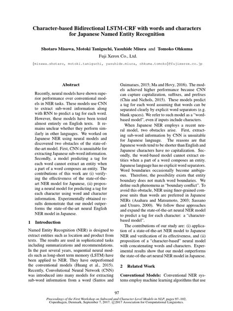 Japanese Named Entity Recognition Pdf Linguistics Machine Learning