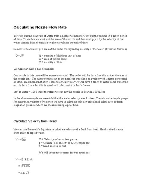 Flow Calculations Pdf Fluid Dynamics Velocity