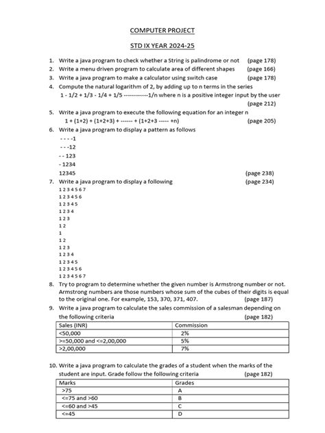 Computer Project Std Ix Pdf Arithmetic Mathematics