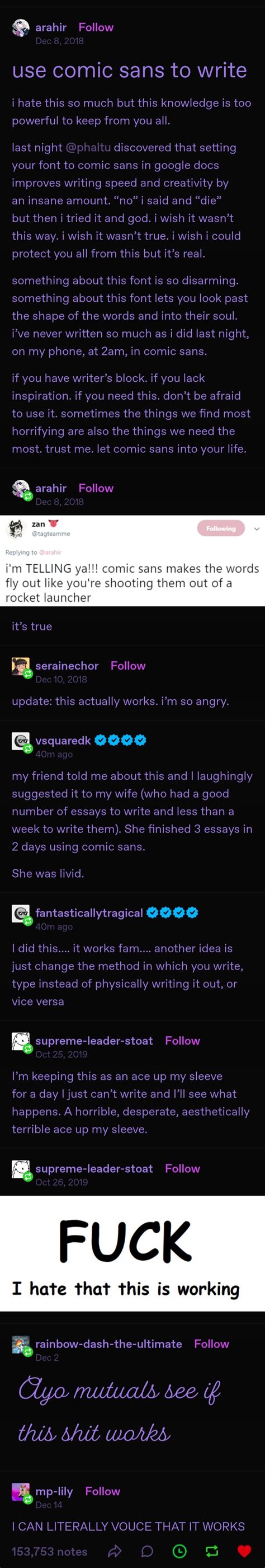 HELP I Started Writing In Comic Sans Ms And Now I Have An Irresistable Urge To Have Sex With My