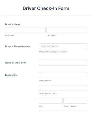 Driver Check In Form Template Jotform