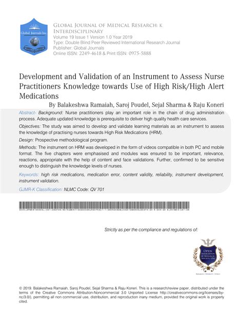 Pdf Development And Validation Of An Instrument To Assess Nurse