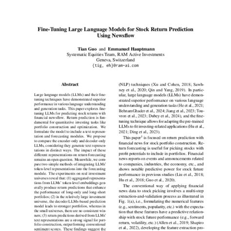 Fine Tuning Large Language Models For Stock Return Prediction Using