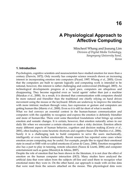 PDF A Physiological Approach To Affective Computing
