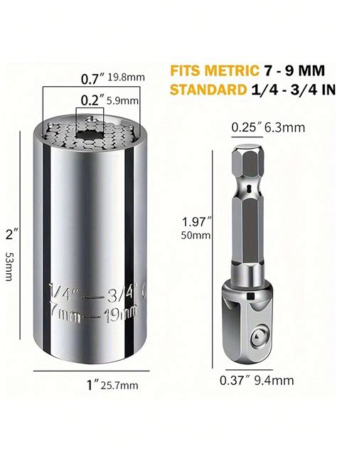 2pcs Universal Socket Wrench 7 19mm Professional Sockets Portabletools