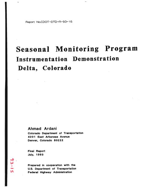 Pdf Seasonal Monitoring Program Workshop And Instrumentation Demonstration Delta Colorado