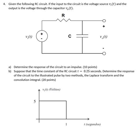 Solved Given The Following RC Circuit If The Input To The Chegg
