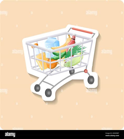 Trolley Sticker Illustration Cart Wheels Goods Green Editable