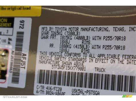 2019 Tundra Color Code 4v6 For Quicksand Photo 129243585