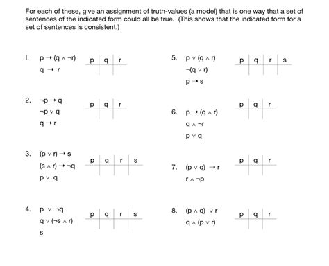 Solved For Each Of These Give An Assignment Of Truth Values Chegg Com
