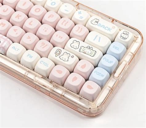 Pink PBT Keycaps MOA Profile Cute Keycap Set 139 Keys Milk Candy Rabbit DYE SYB Keycap For Mx