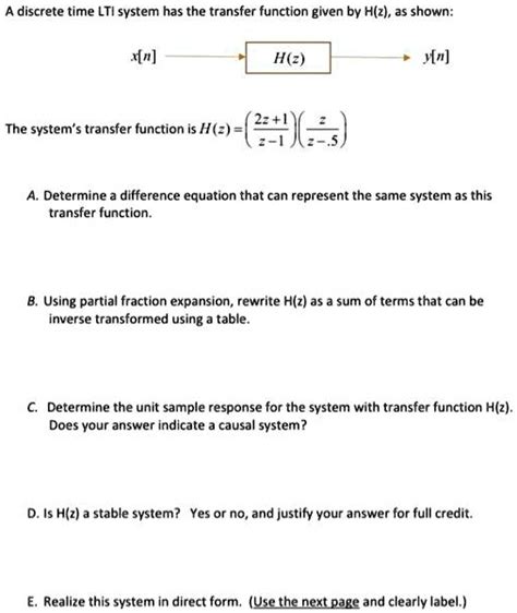 solved a discrete time lti system has the transfer function given by h