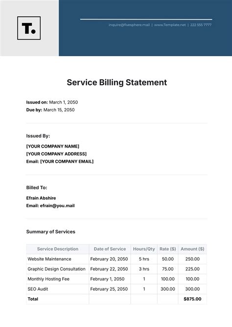 Free Philippines Billing Statement Format Template To Edit Online
