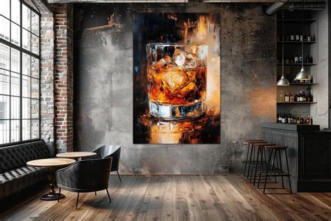 Whiskey Glass Canvas Wall Art Bar Wall Decor Drink Print Whiskey T