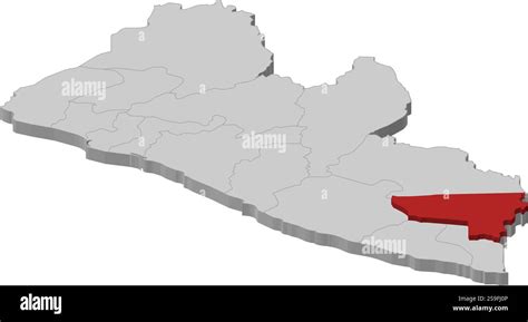 Map Of Liberia As A Gray Piece River Gee Is Highlighted In Red Stock Vector Image And Art Alamy