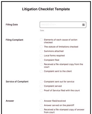 Litigation Checklist Template Form Template Jotform
