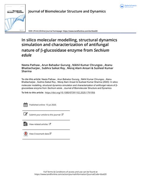 Pdf In Silico Molecular Modelling Structural Dynamics Simulation And