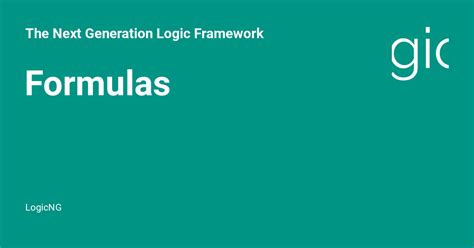 Formulas The Next Generation Logic Framework