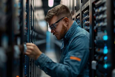 Data Center Technician Prioritizing Security Premium Ai Generated Image