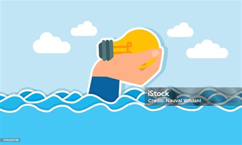 손이 불이 켜진 램프를 홍수로부터 구하며 이는 관련성과 경쟁력을 유지하기 위해 비즈니스 실행에서 창의성을 보존하는 것을 나타냅니다 개발에 대한 스톡 벡터 아트 및 기타