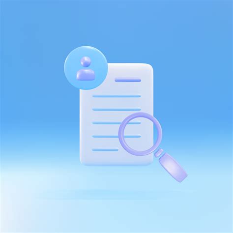 3d Render Documents Personal Data With Magnifying Glass Vector