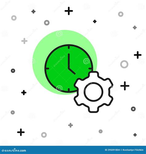 Filled Outline Time Management Icon Isolated On White Background Clock And Gear Sign