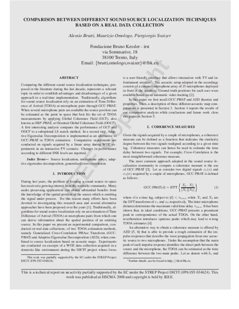 Pdf Comparison Between Different Sound Source Localization Techniques