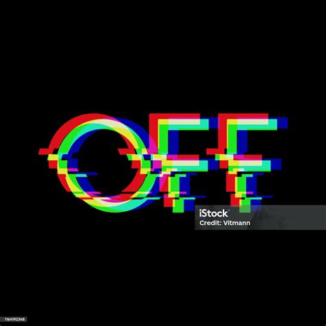 글리치 스타일의 단어 텍스트 Off의 벡터 기호입니다 기하학적 문자는 검은 색 배경에 고립 아이콘을 글리치 현대 디지털 픽셀